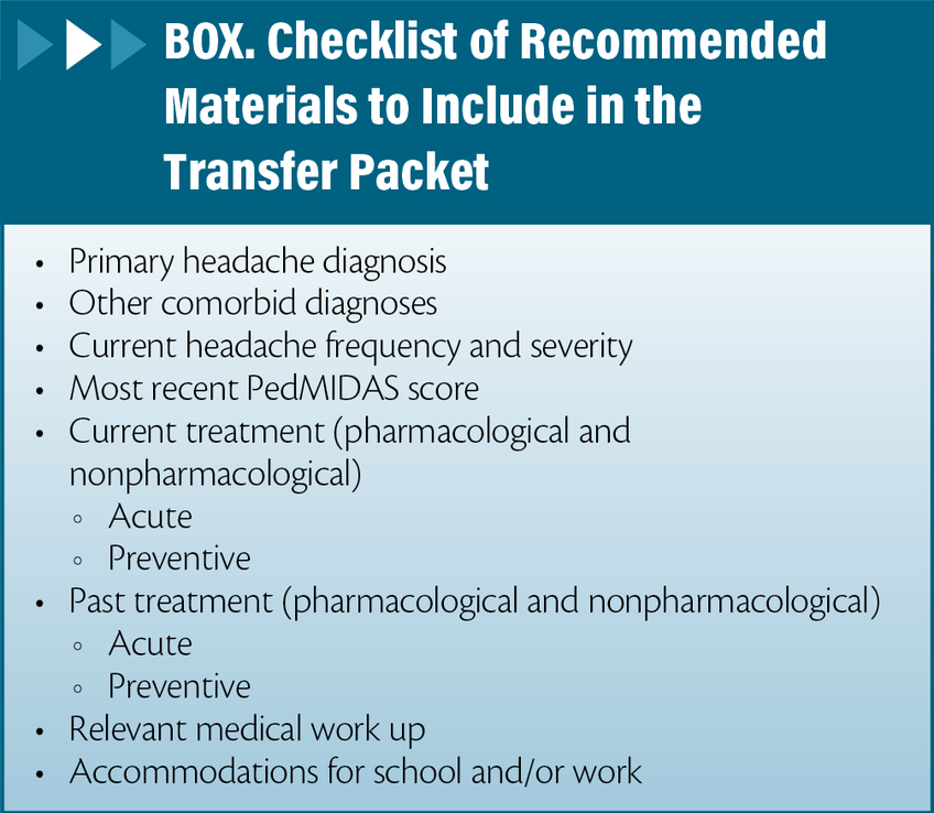 Transition from Pediatric to Adult Care in Headache